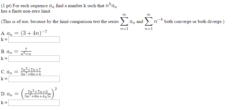 Solved: For Each Sequence Alpha_y Find A Number K Such Tha... | Chegg.com