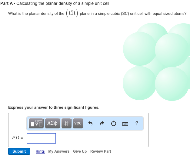 Solved Part A Calculating the planar density of a simple | Chegg.com