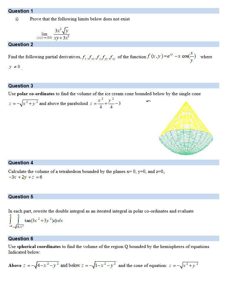 Solved Question 1 i) Prove that the following limits below | Chegg.com