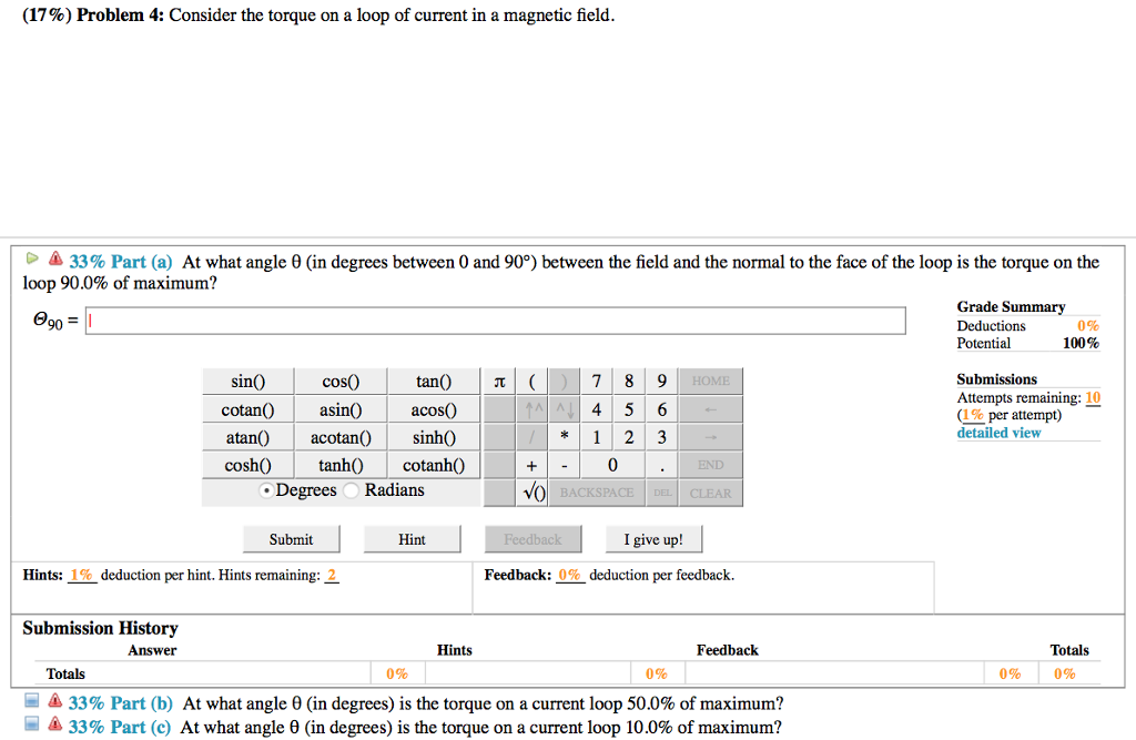Solved (17%) Problem 4: Consider the torque on a loop of | Chegg.com
