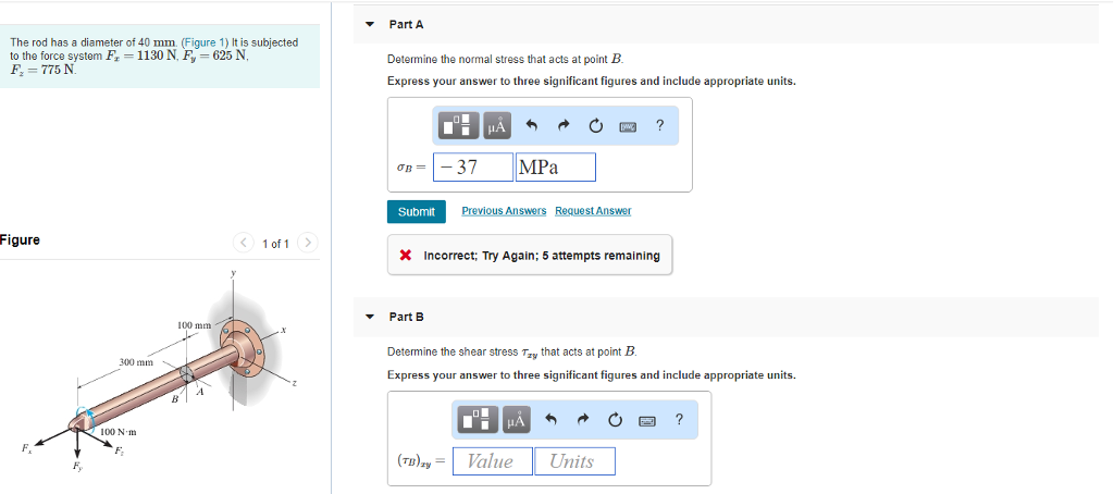 Solved The rod has a diameter of 40 mm (Figure 1). It is | Chegg.com