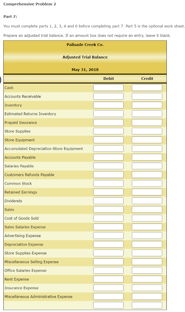 Solved Comprehensive Problem 2 Part 1 and Part 2: Palisade | Chegg.com