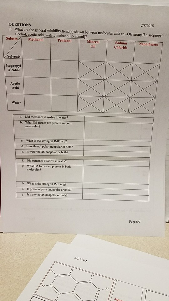 Solved CHM210-Pre-lab Assignment The Structure & Solubility | Chegg.com