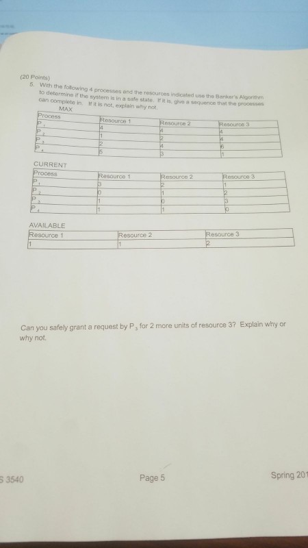 Solved With The Following 4 Processes And The Resources 