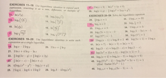Solved Use logarithmic identities each expression, rewrite | Chegg.com