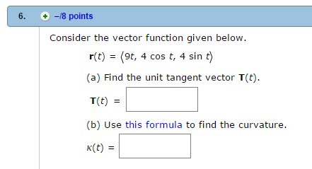 Solved Consider the vector function given below. r(t) = (9t, | Chegg.com