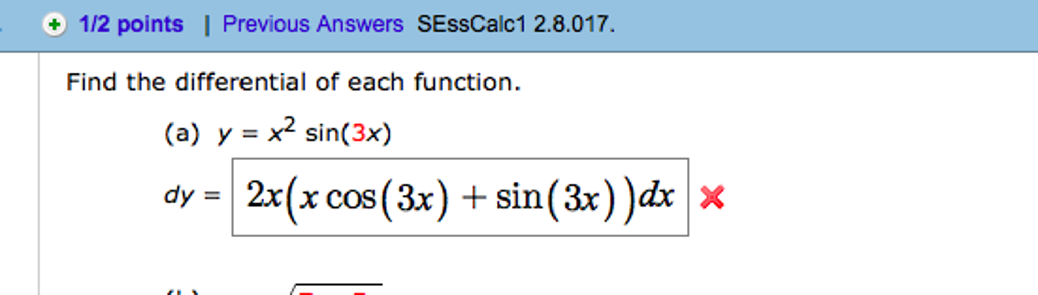 Solved Find the differential of each function. y = x^2 | Chegg.com