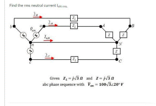 Solved Find the rms neutral current n m Z2 a7n nN 7 Z, Given | Chegg.com