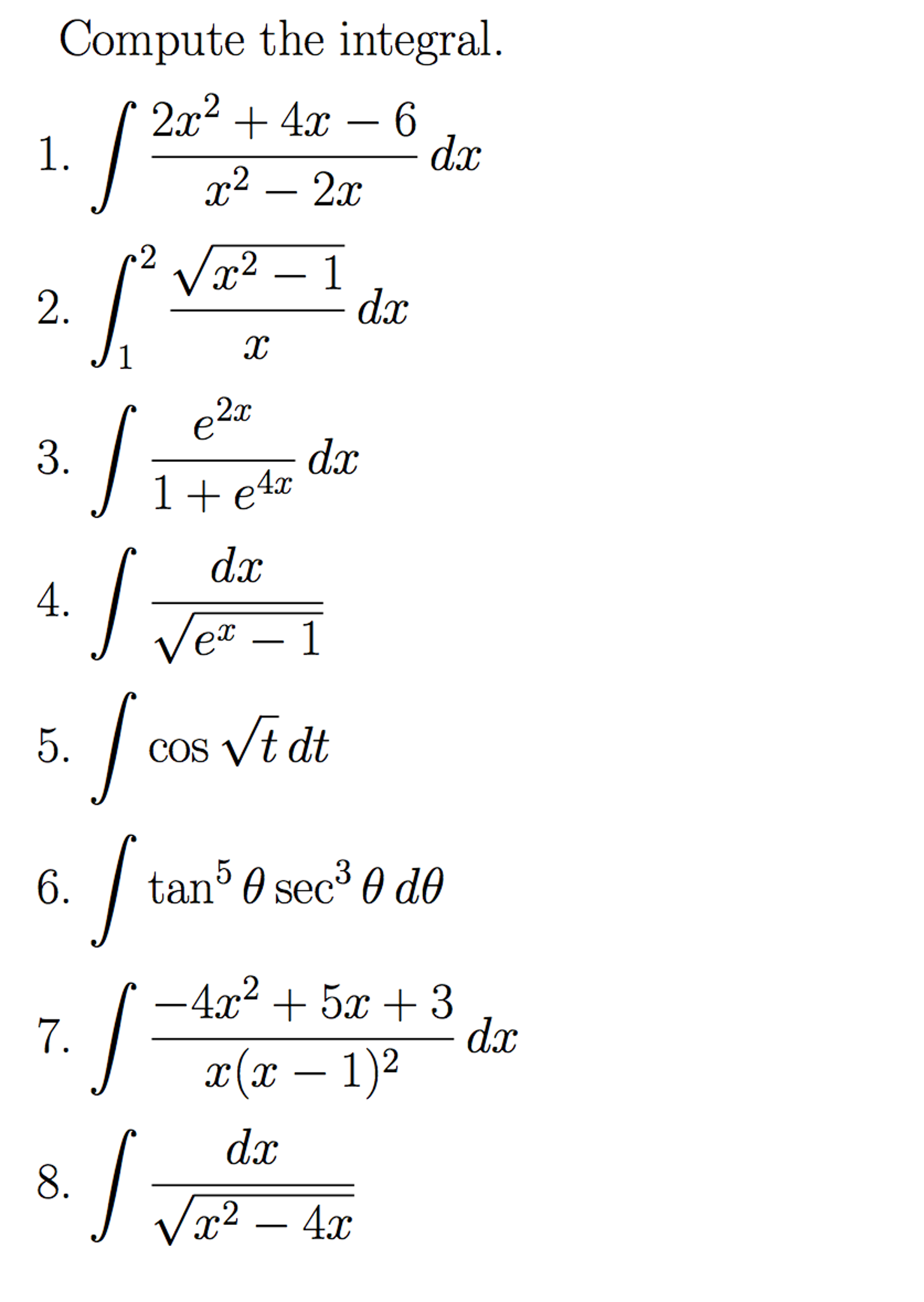 Solved Compute The Integral Integral 2x 2 4x 6 x 2 Chegg