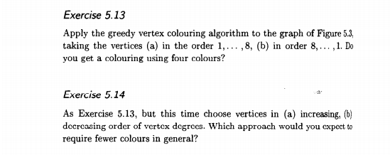 Exercise 5.13 Apply the greedy vertex colouring | Chegg.com