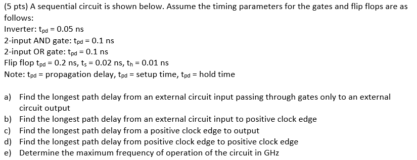 (5 pts) A sequential circuit is shown below. Assume | Chegg.com