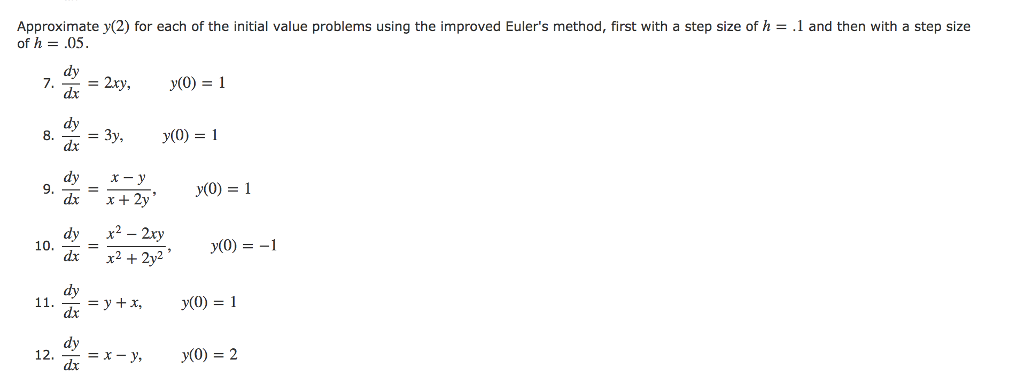 Solved Approximate y(2) for each of the initial value | Chegg.com