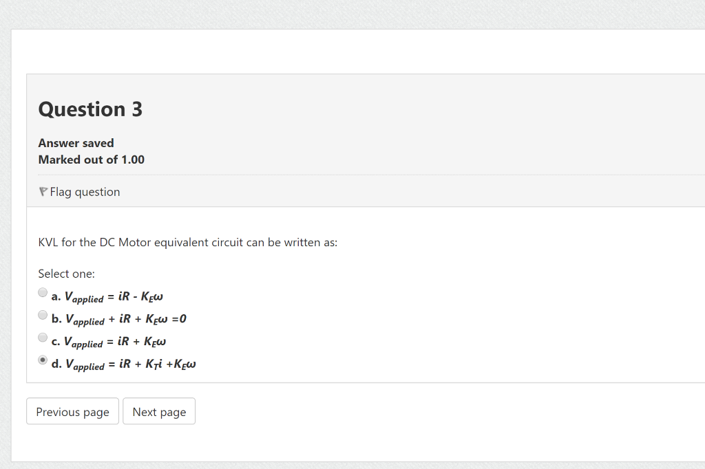 Solved Question 3 Answer saved Marked out of 1.00 PFlag | Chegg.com