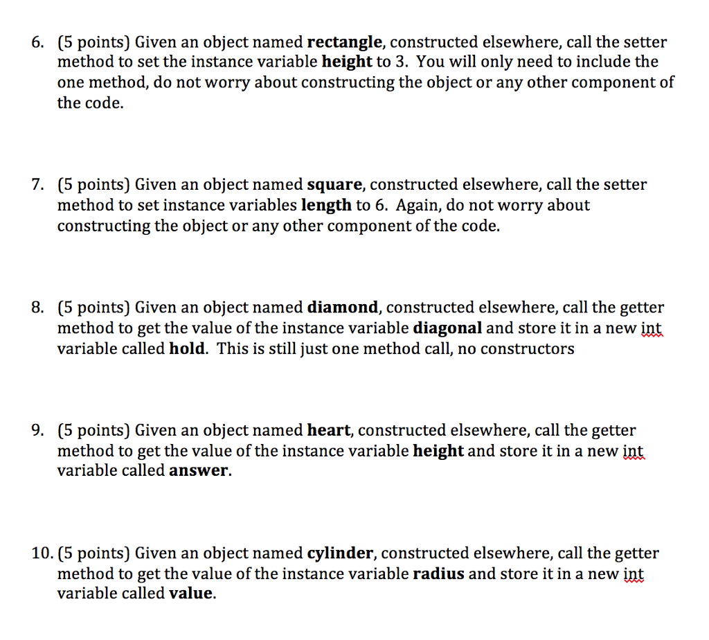 Solved 6. (5 points) Given an object named rectangle, | Chegg.com Solved 6. (5 points) Given an object named rectangle, | Chegg.com
