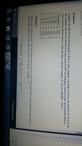 Solved Problem 1 Company X want to Invest to project A. B or | Chegg.com