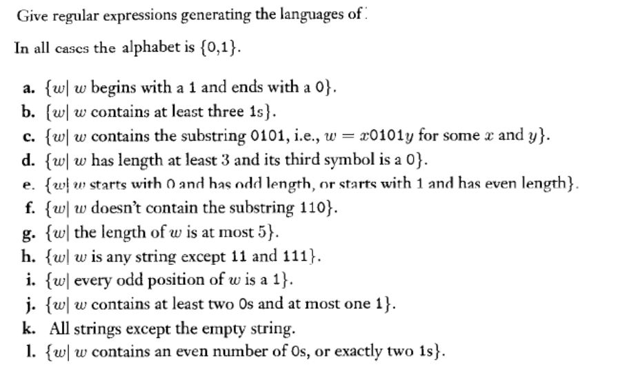 Solved Give regular expressions generating the languages of | Chegg.com