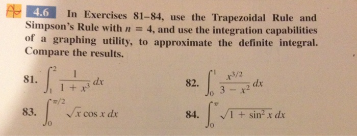 Solved In Exercises 81-84, use the Trapezoidal Rule and | Chegg.com