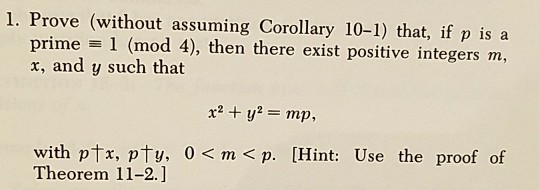 1. Prove (without assuming Corollary 10-1) that, if p | Chegg.com