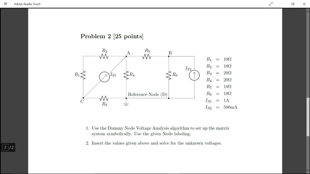 Solved Use the Dummy Node Voltage Analysis algorithm to set | Chegg.com
