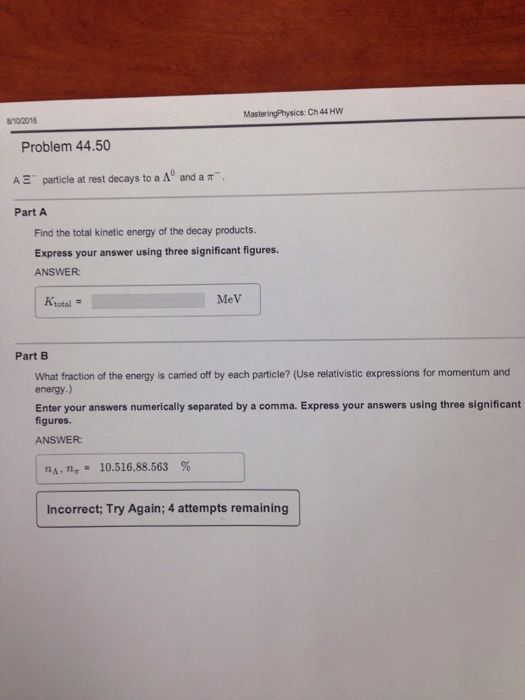 Solved A E^- particle at rest decays to a lambda^0 and a | Chegg.com