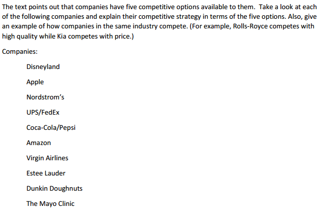 Solved The text points out that companies have five | Chegg.com