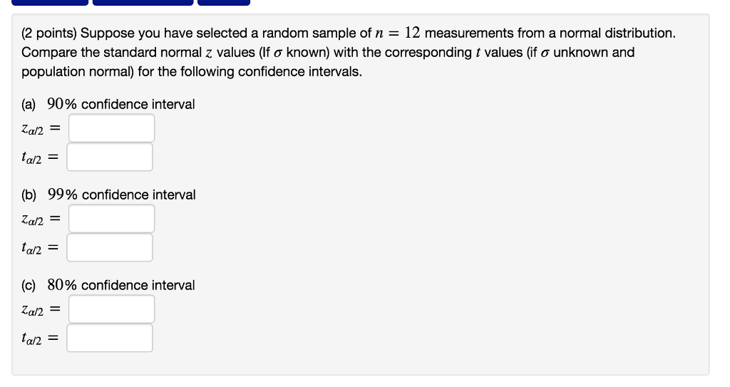 Solved (2 points) Suppose you have selected a random sample | Chegg.com