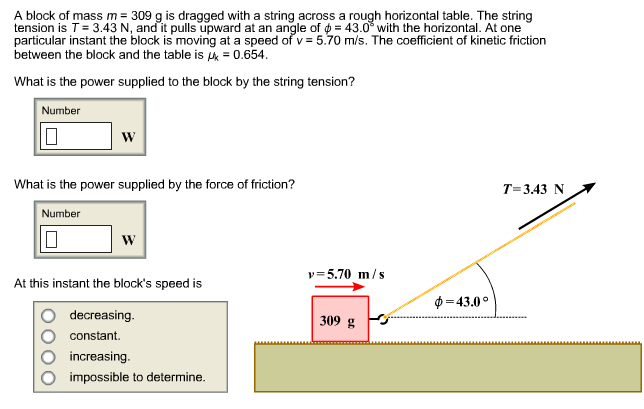 Solved A block of mass m309 g is dragged with a string | Chegg.com