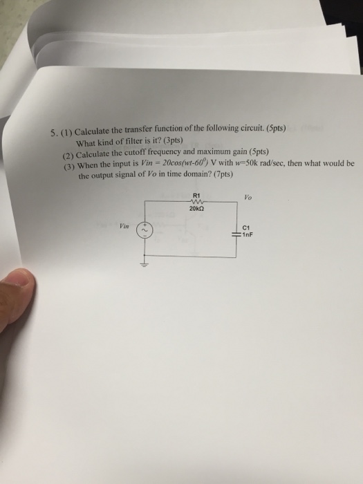 Solved Calculate the transfer function of the following | Chegg.com