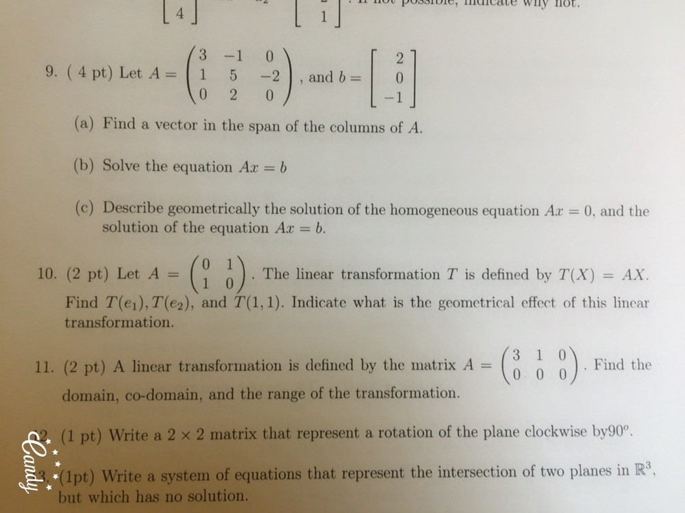 Solved Let A = (3 -1 0 1 5 -2 0 2 0), and b = [2 0 -1] | Chegg.com
