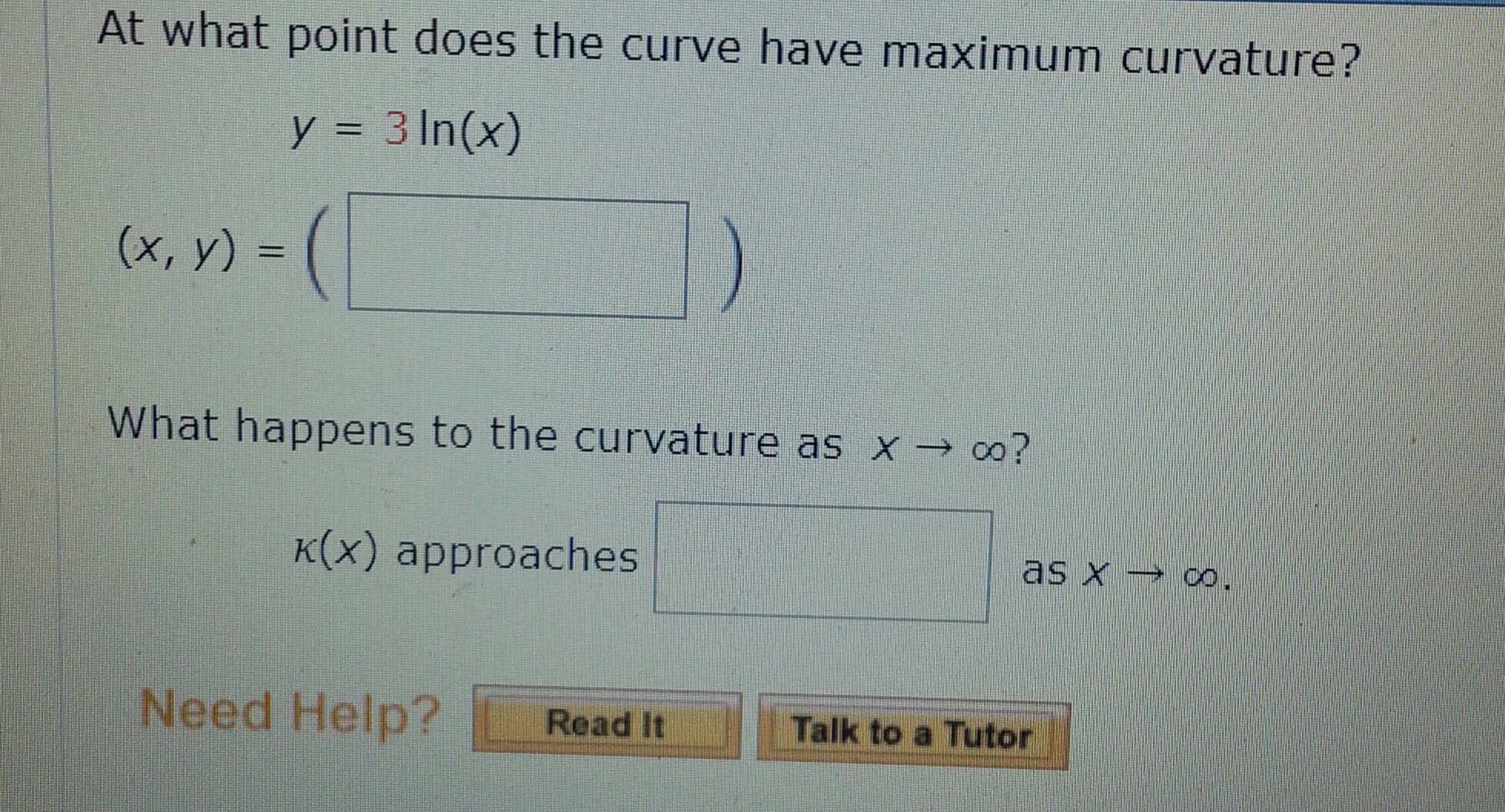 Solved At what point does the curve have maximum curvature? | Chegg.com