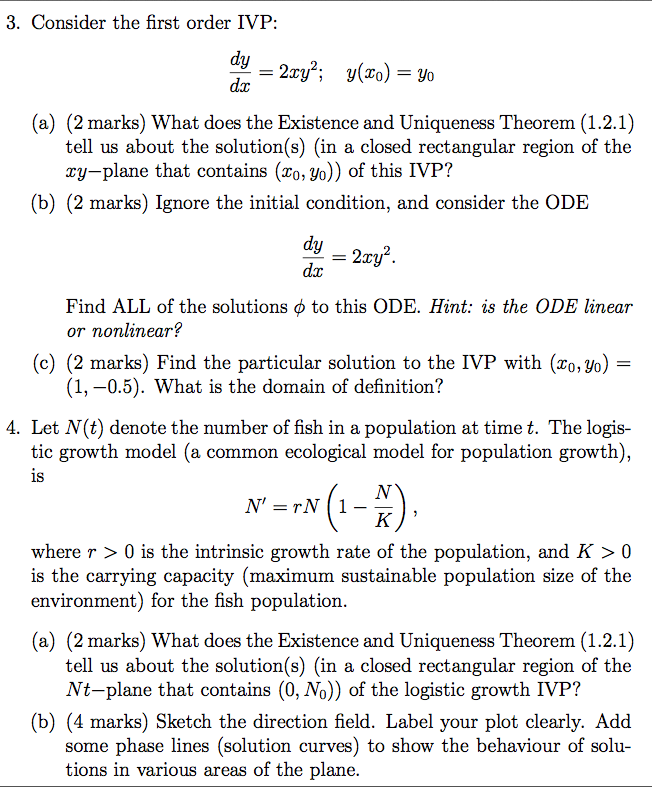 Solved 3. Consider the first order IVP: dy dar (a) (2 marks) | Chegg.com