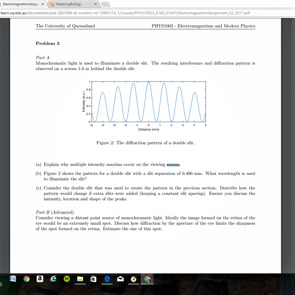 Solved Monochromatic light is used to illuminate a double | Chegg.com
