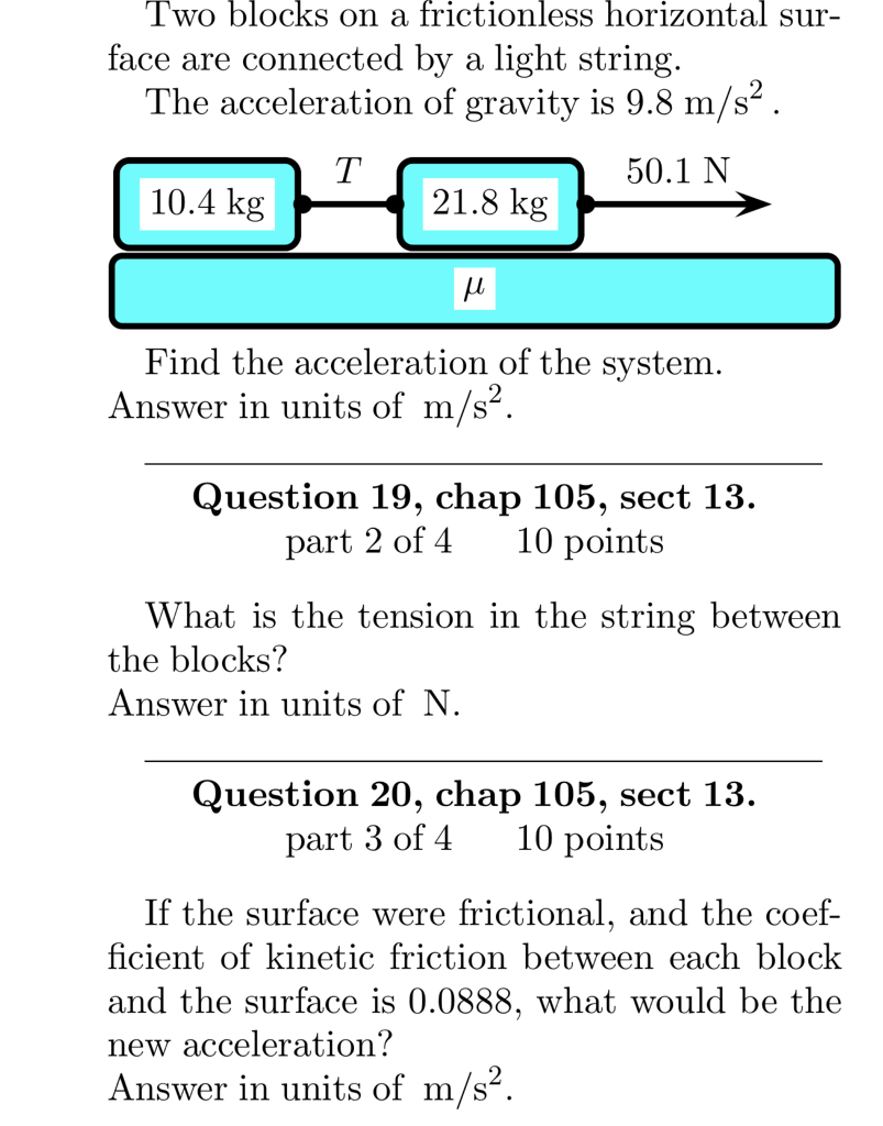 Solved Two blocks on a frictionless horizontal sur- The | Chegg.com