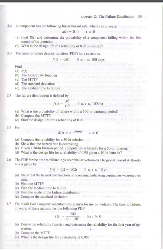 Solved CHAPTER 2: The Failure Distribution 39 2.2 A | Chegg.com