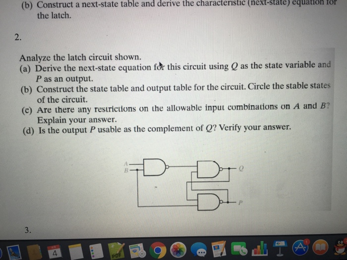Solved Construct a next-state table and derive the | Chegg.com