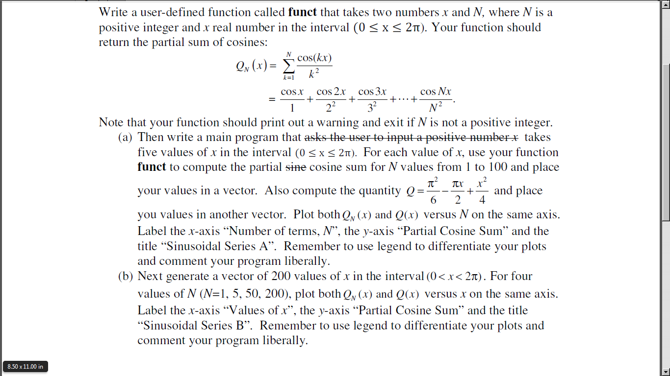 Solved Write a user-defined function called funct that takes | Chegg.com