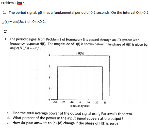 Solved Problem 2 hm 5 1. The period signal, g(t) has a | Chegg.com