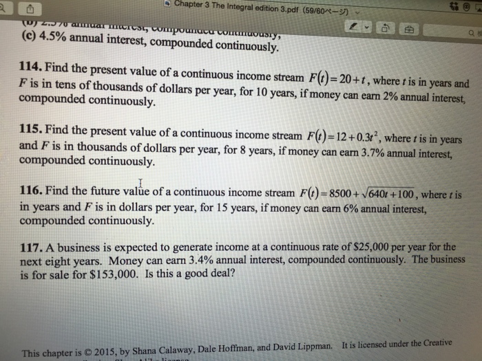 Solved Find the present value of a continuous income stream | Chegg.com