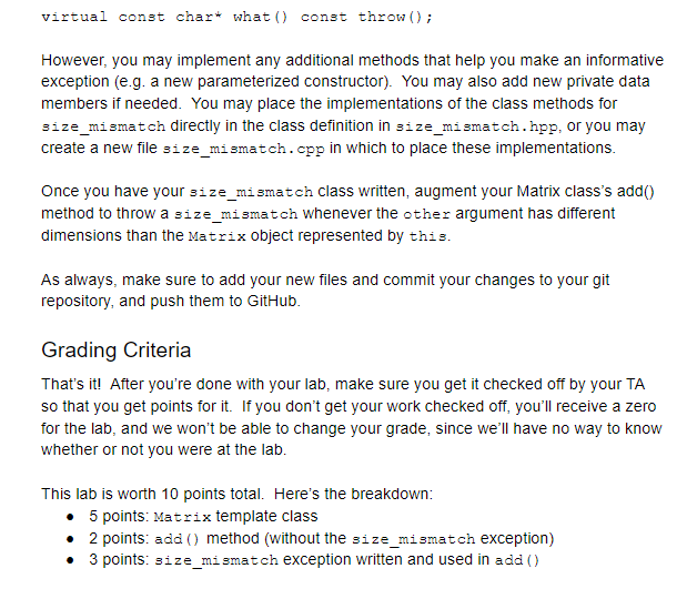 Step 2 Start A Simple Matrix Template Class In This Chegg Step 2 Start A Simple Matrix Template Class In This Chegg