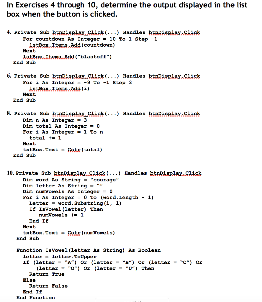 Solved In Exercises 4 Through 10 Determine The Output
