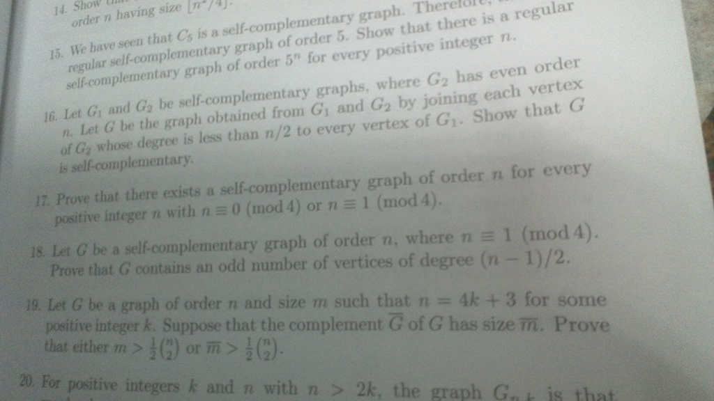 Solved Let G_1 und G_3 he self-complementary graphs, where | Chegg.com