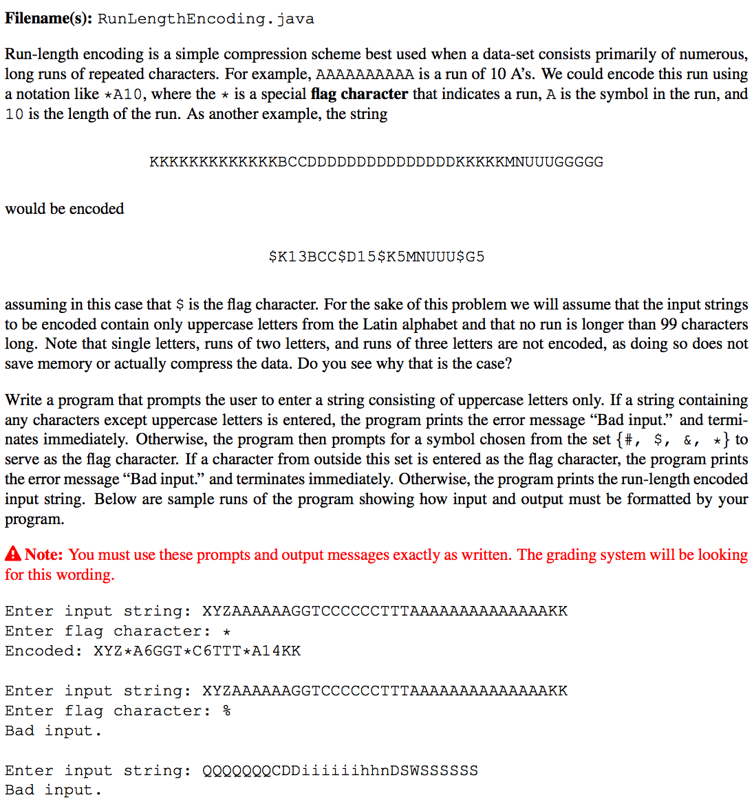 Solved Run-length encoding is a simple compression scheme | Chegg.com