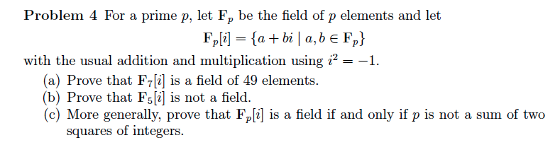 Solved For a prime p, let F_p be the field of p elements and | Chegg.com