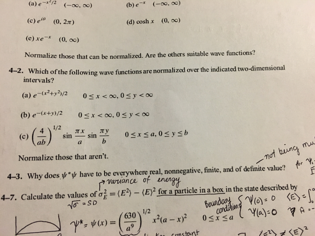 Solved Which of the following wave functions are normalized | Chegg.com