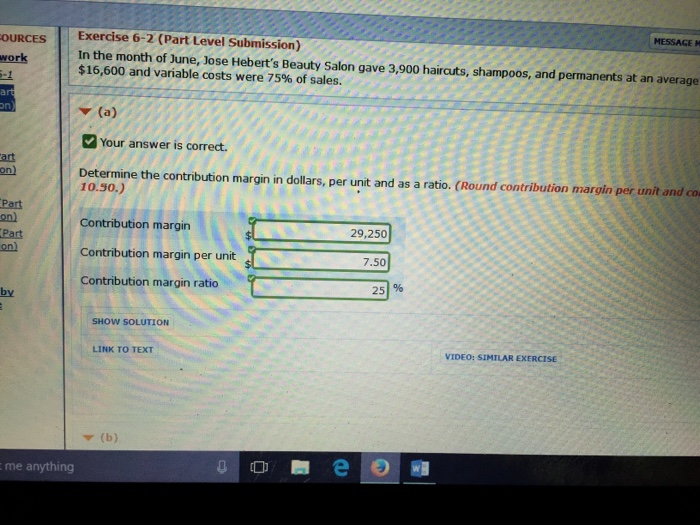 Solved MESSAGE H Exercise 6-2 (Part Level Submission) In the | Chegg.com