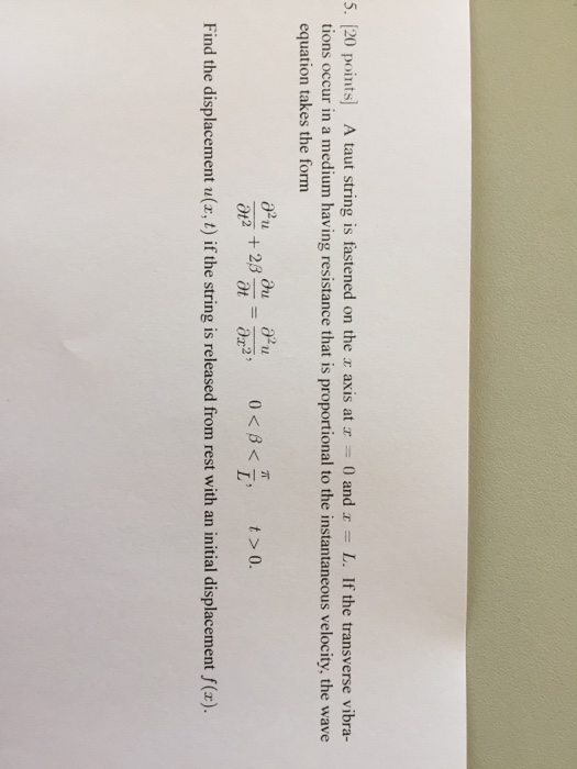 Solved A taut string is fastened on the x axis at x = 0 and | Chegg.com