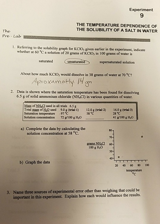 Experiment 9 THE TEMPERATURE DEPENDENCE OF THE | Chegg.com