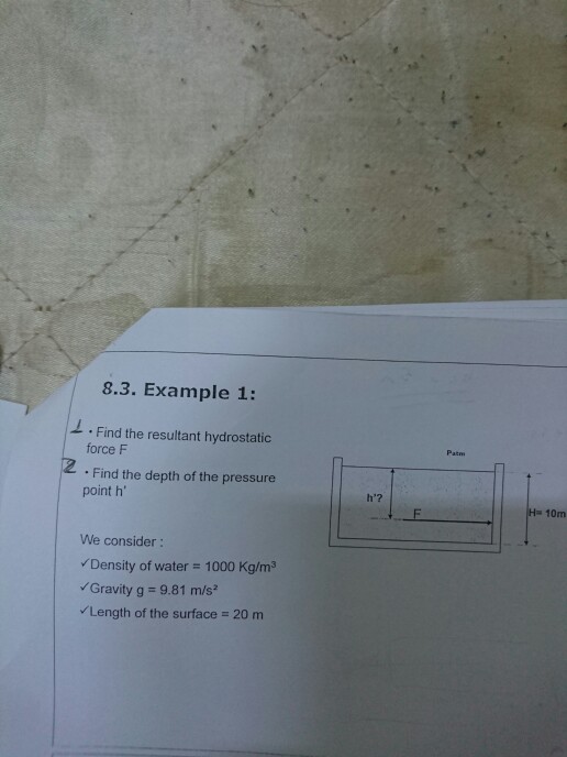 Solved 8.3. Example 1: .Find the resultant hydrostatic force | Chegg.com