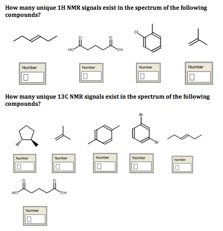 Solved How many unique 1H & 13C NMR signals exist in the | Chegg.com