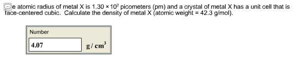 Solved The atomic radius of metal X is 1.30 times 10^2 | Chegg.com